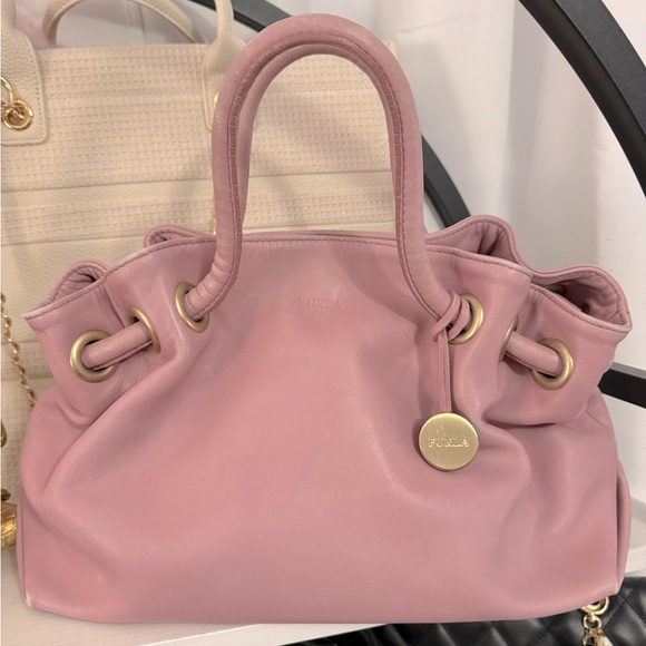 Furla | Bags | Pink Leather Furla Handbag With Silver Charm | Poshmark